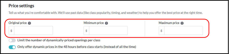 Setting up Dynamic Pricing