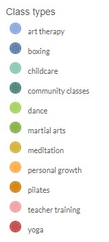 How colors are determined on the monthly calendar view for classes