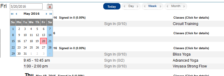 Class schedule overview