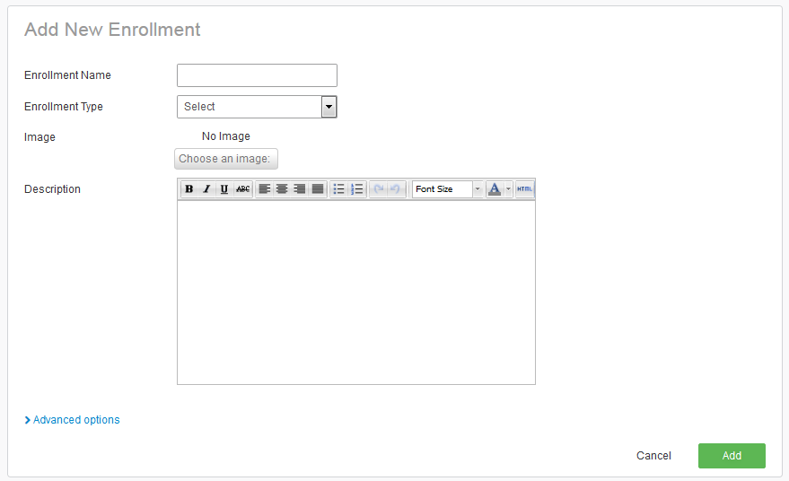 Enrollments: Understanding the Add New Enrollment screen