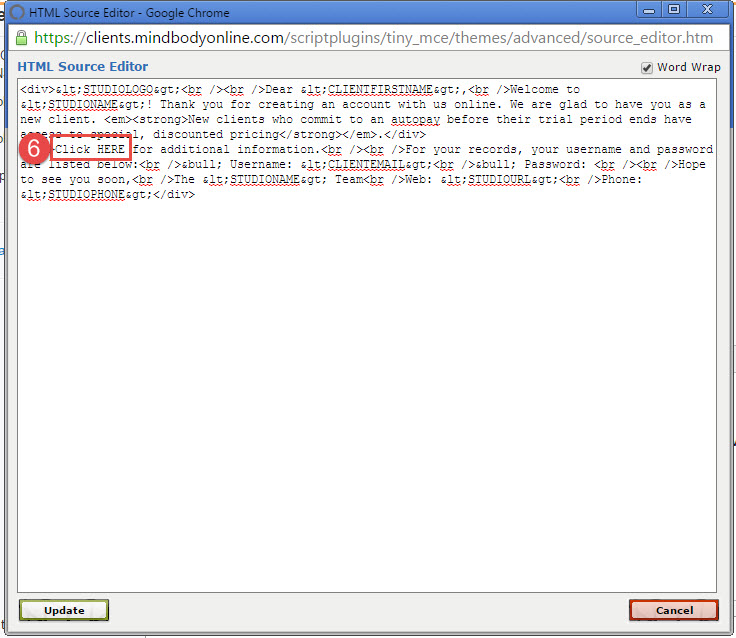 How do you add an html link in auto emails?