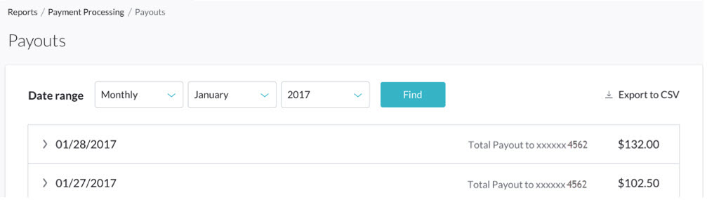 Payouts report (Mindbody Promote)