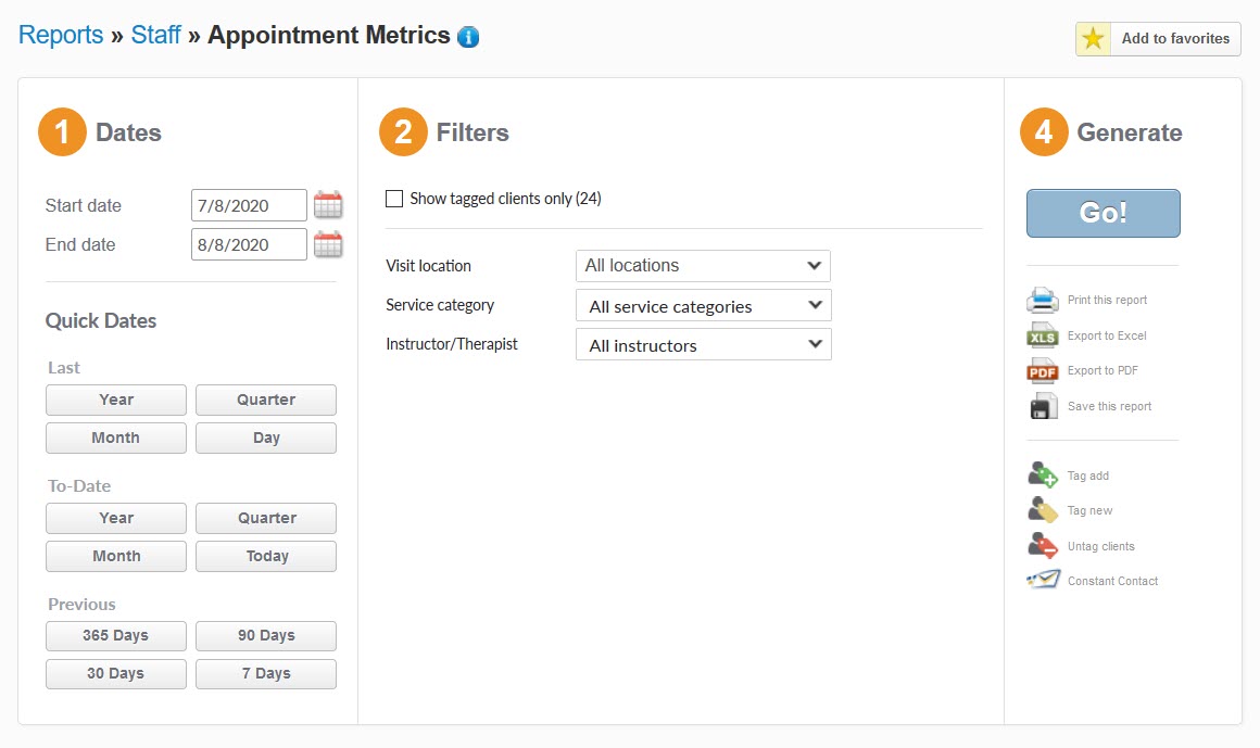 Appointment Metrics report