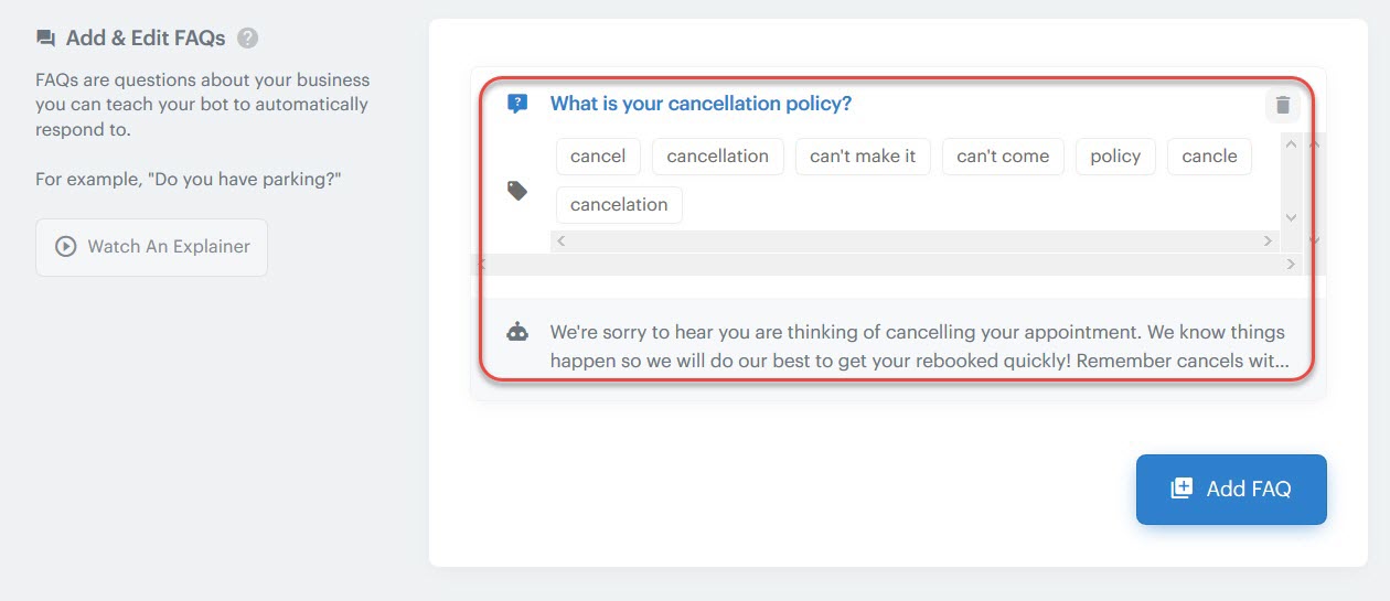 FAQ responses - Messenger[ai]