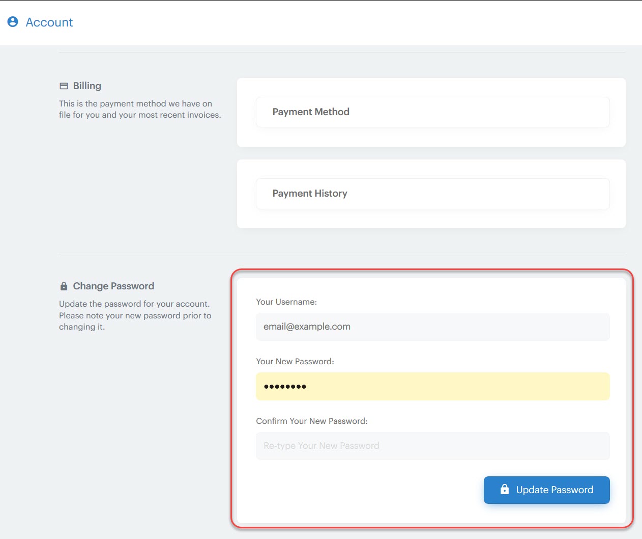 How to update your password (Messenger[ai])