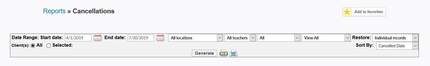 Cancellations report
