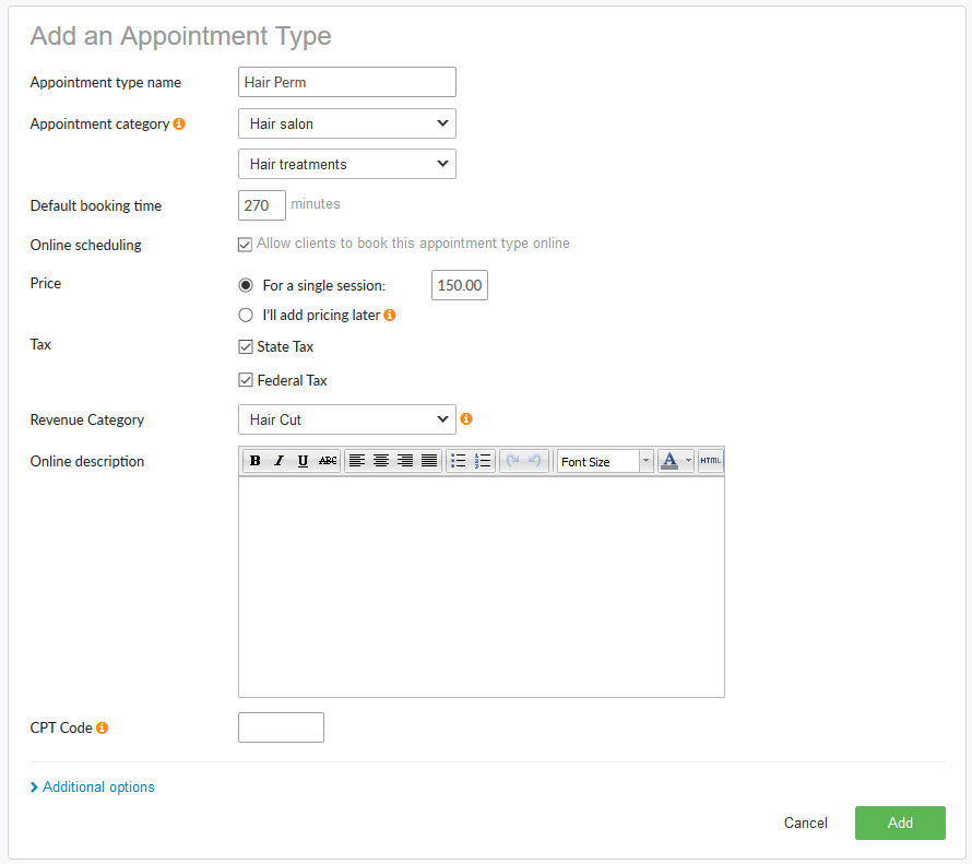 Appointments: Appointment types