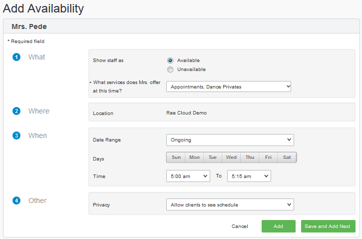 Appointments: setup, assign availability, and pricing