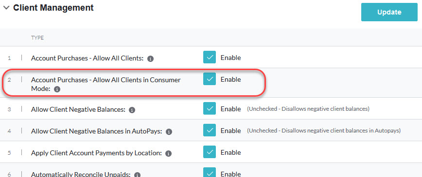How to manage settings for clients purchasing on account