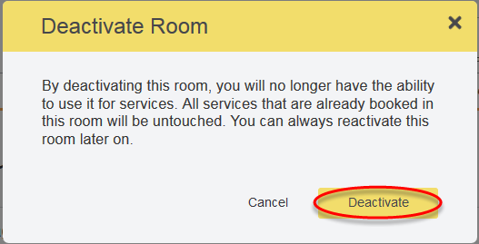 How to delete or deactivate a room or resource