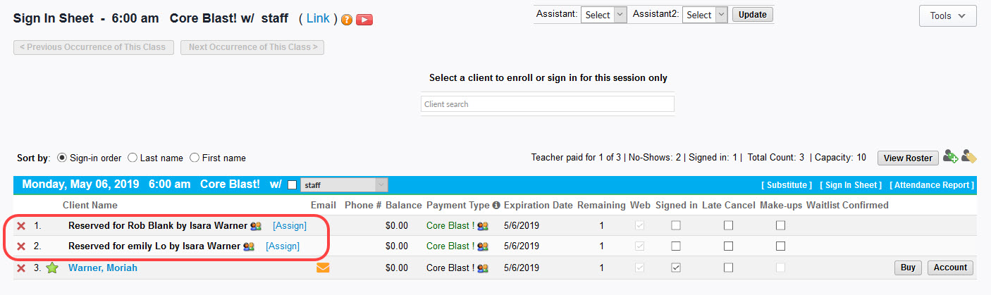 How a client can make a course reservation for another client (Reserve ...
