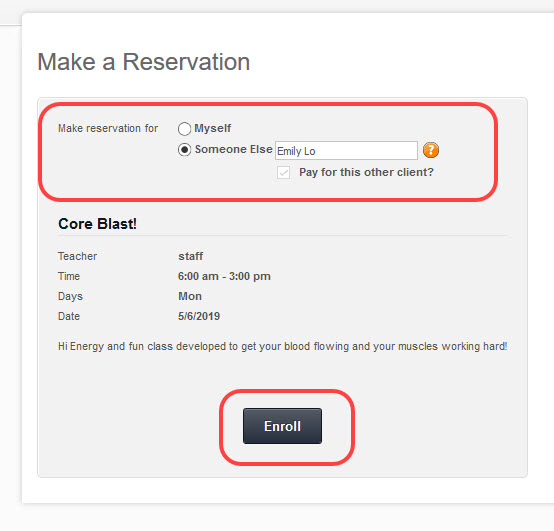 How a client can make a course reservation for another client (Reserve ...