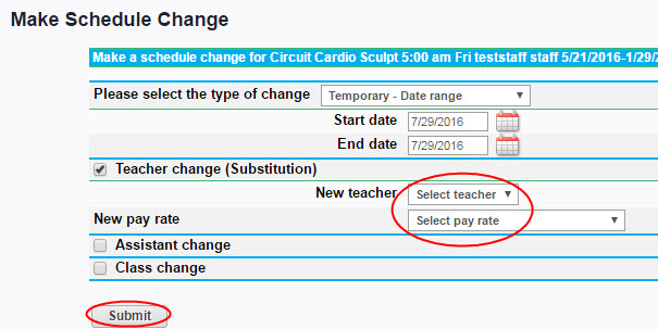 Changing teachers for classes