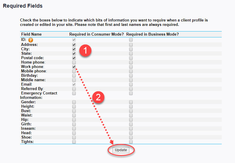 Client required fields