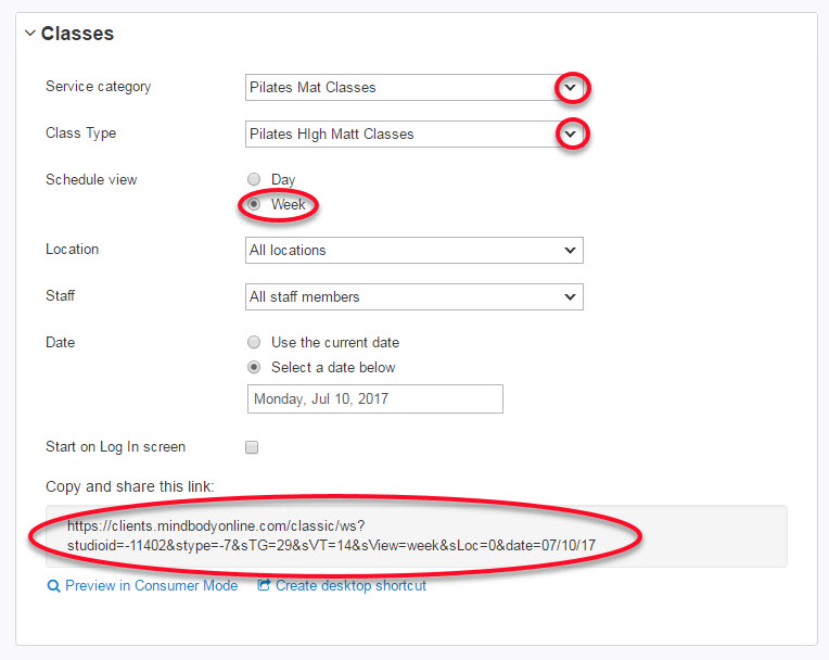 How to create a link to all scheduled instances of a specific class ...