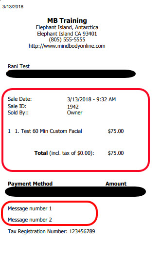 Print a custom note or message on a receipt