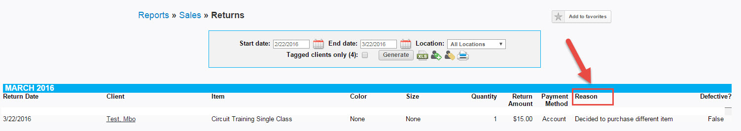 After processing a refund, how do I see the Reason For Return note?