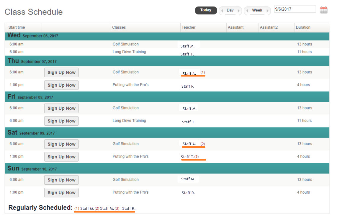 Reasons "Regularly Scheduled" may display on the Class Schedule screen ...