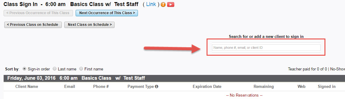 How to sign a client up for a class