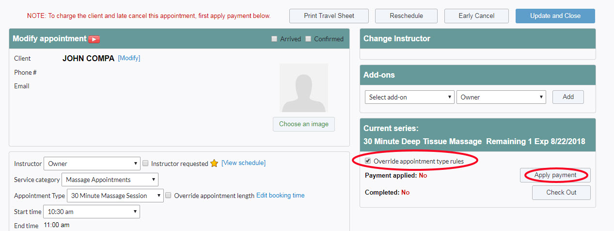 Override appointment type rules