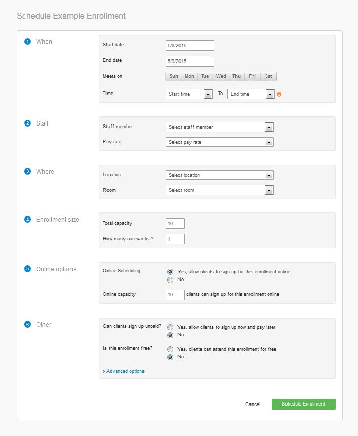 Understanding the Schedule Enrollment screen