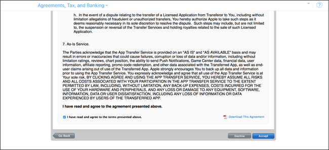 Accepting the branded mobile app transfer request