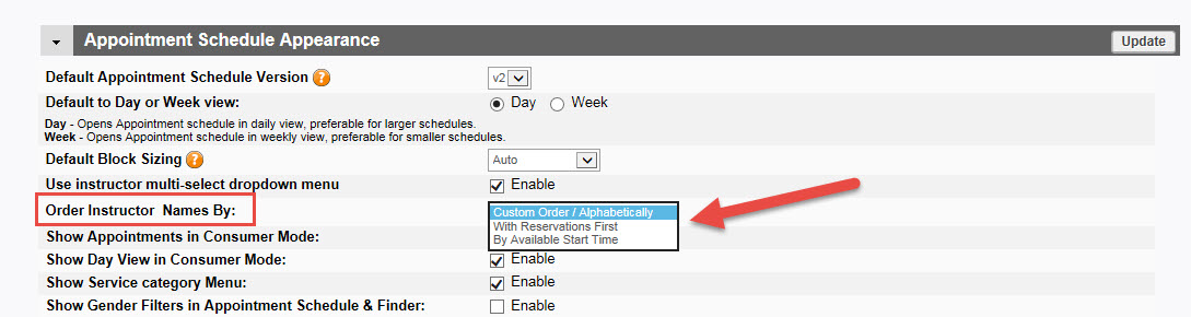 How to control the order that staff appear on the appointment schedule ...