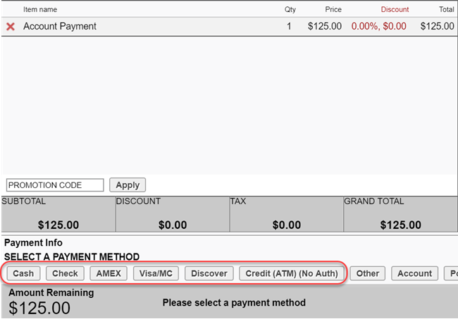 How to pay off a balance on a client's account