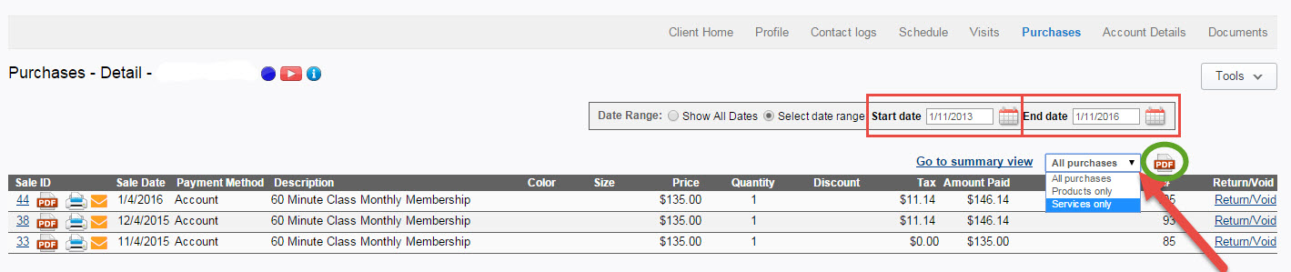 How do I print out a client's purchase history for the year because the ...