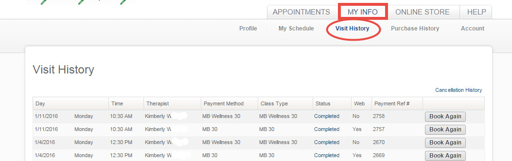 How to print out a client's visit history