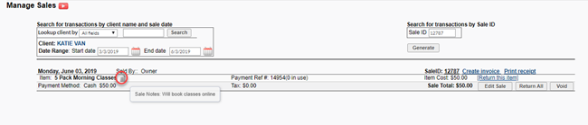 Where can I find sales notes in my site?
