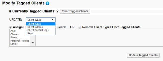 Modify Tagged Clients tool