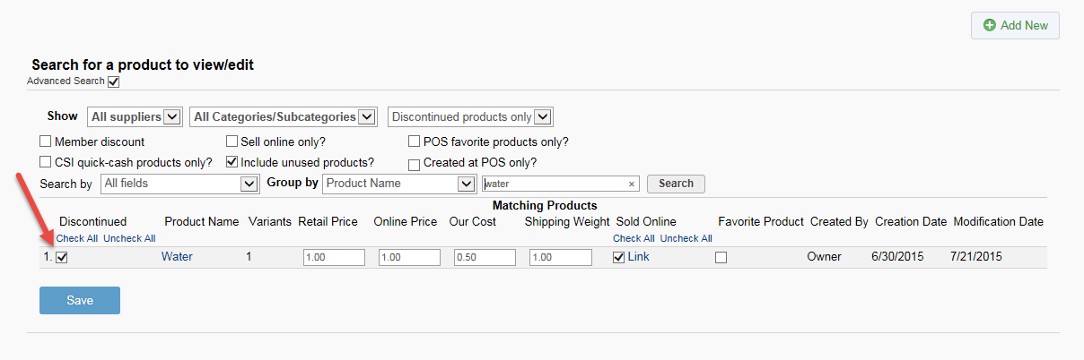 How do I find a discontinued product?