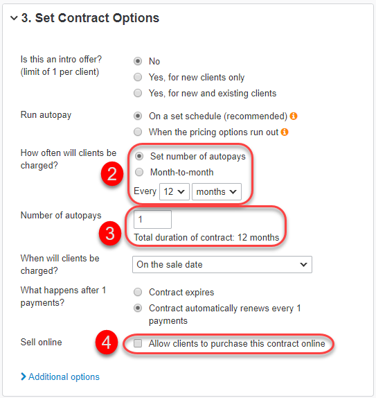 How to create an annual or paid in full contract