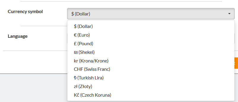 How to manage widget languages and currency symbols (branded web widgets)