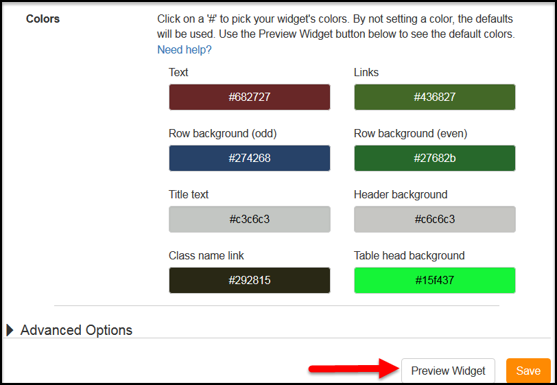 Preview widgets for your website (branded web widgets)