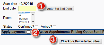Appointments: Check out and apply payment