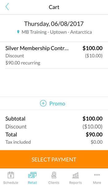 How to discount contracts (Mindbody Business app)
