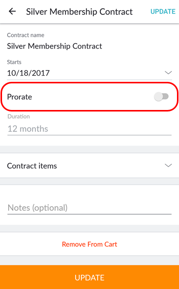 How to prorate contracts (Mindbody Business app, Android)
