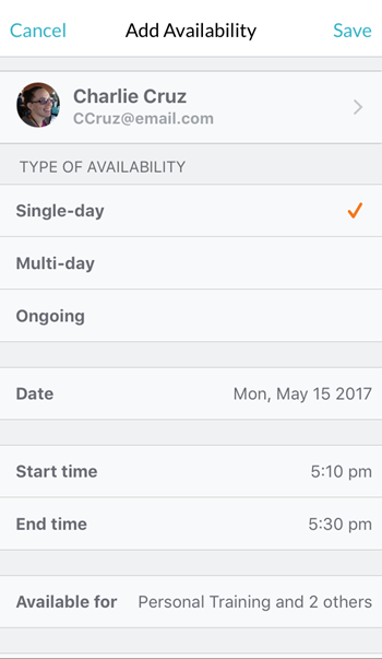 Managing staff appointment availability (Business app, iOS)