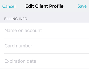 How to store billing information (Mindbody Business app, iOS)