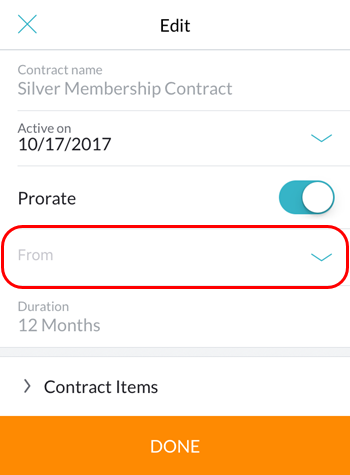How to prorate contracts (Mindbody Business app, iOS)