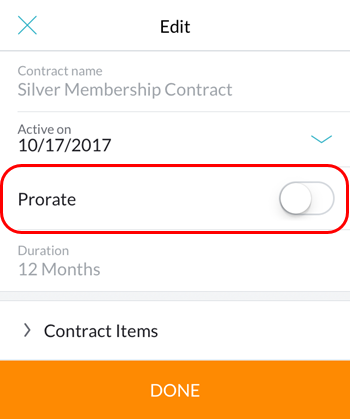 How to prorate contracts (Mindbody Business app, iOS)
