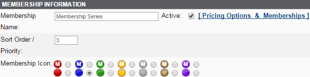 Membership Setup Screen