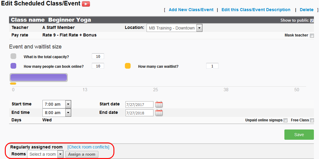 How to assign rooms and resources to your classes