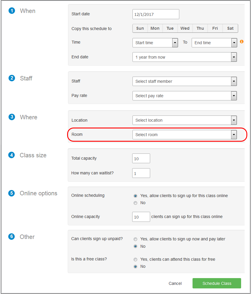 How to assign rooms and resources to your classes