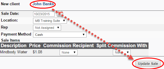 How do I move a walk-in sale to a client's account?